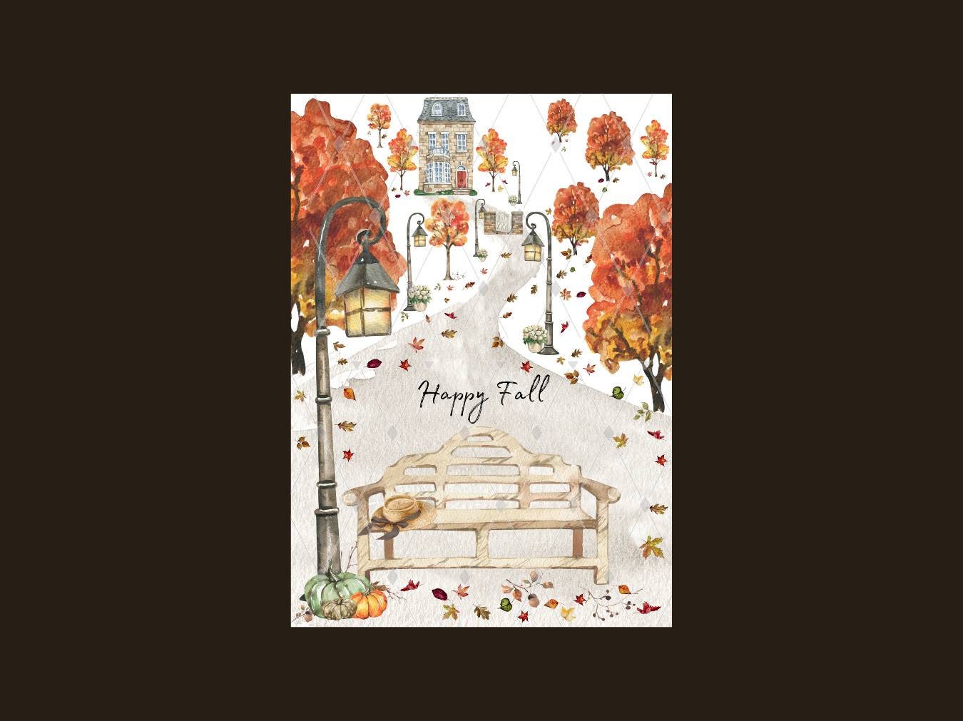 Happy Fall Postcards Autumnal Thinking of You Postcards, Just a Note ...