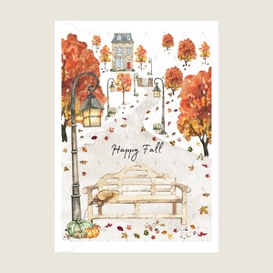 Happy Fall Card: Autumn Watercolor Greeting Card - Etsy
