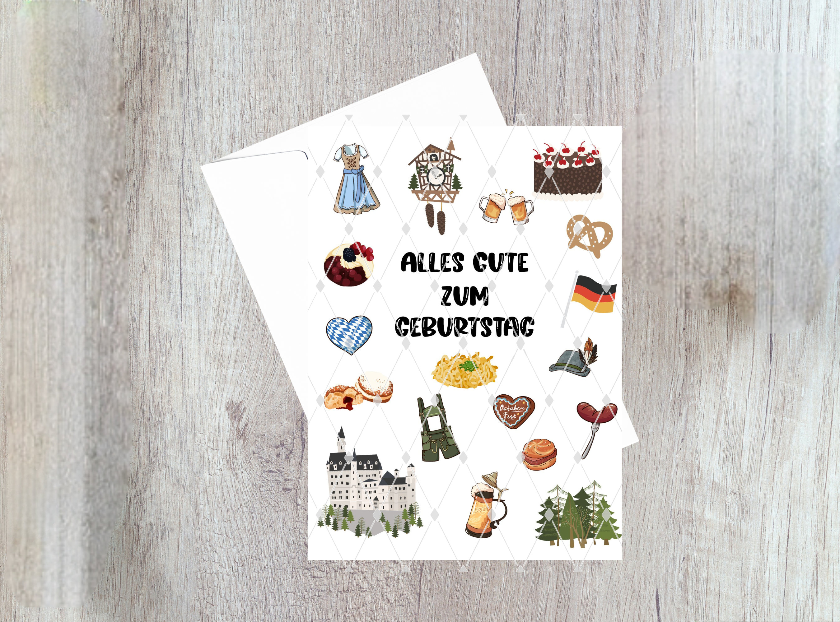 German Happy Birthday Card With Envelope - Etsy