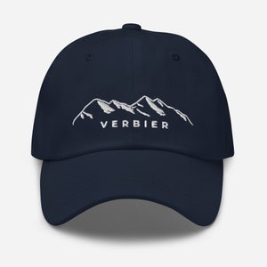 Verbier Switzerland Black Baseball Hat With White Mountain Silhouette ...