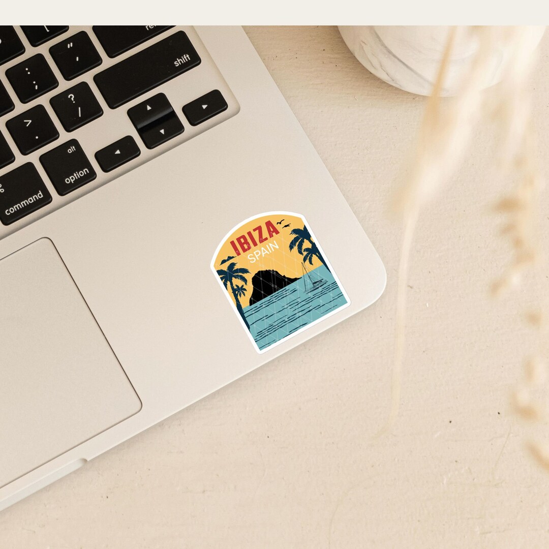 Ibiza Travel Sticker, Vinyl Laptop, Travel Bubble Free Decal, Water ...