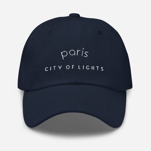Paris City of Lights Black Hat With White Letterss, Paris Embroidered ...