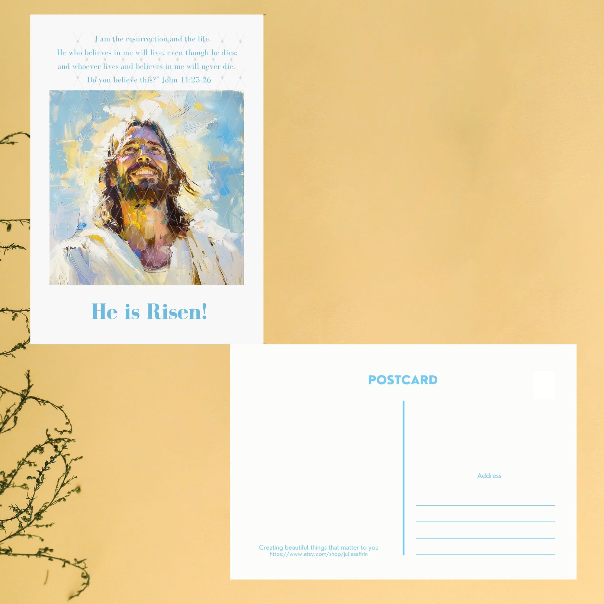 Easter Blessing Religious Postcards for Friends, Christian Easter Cards ...