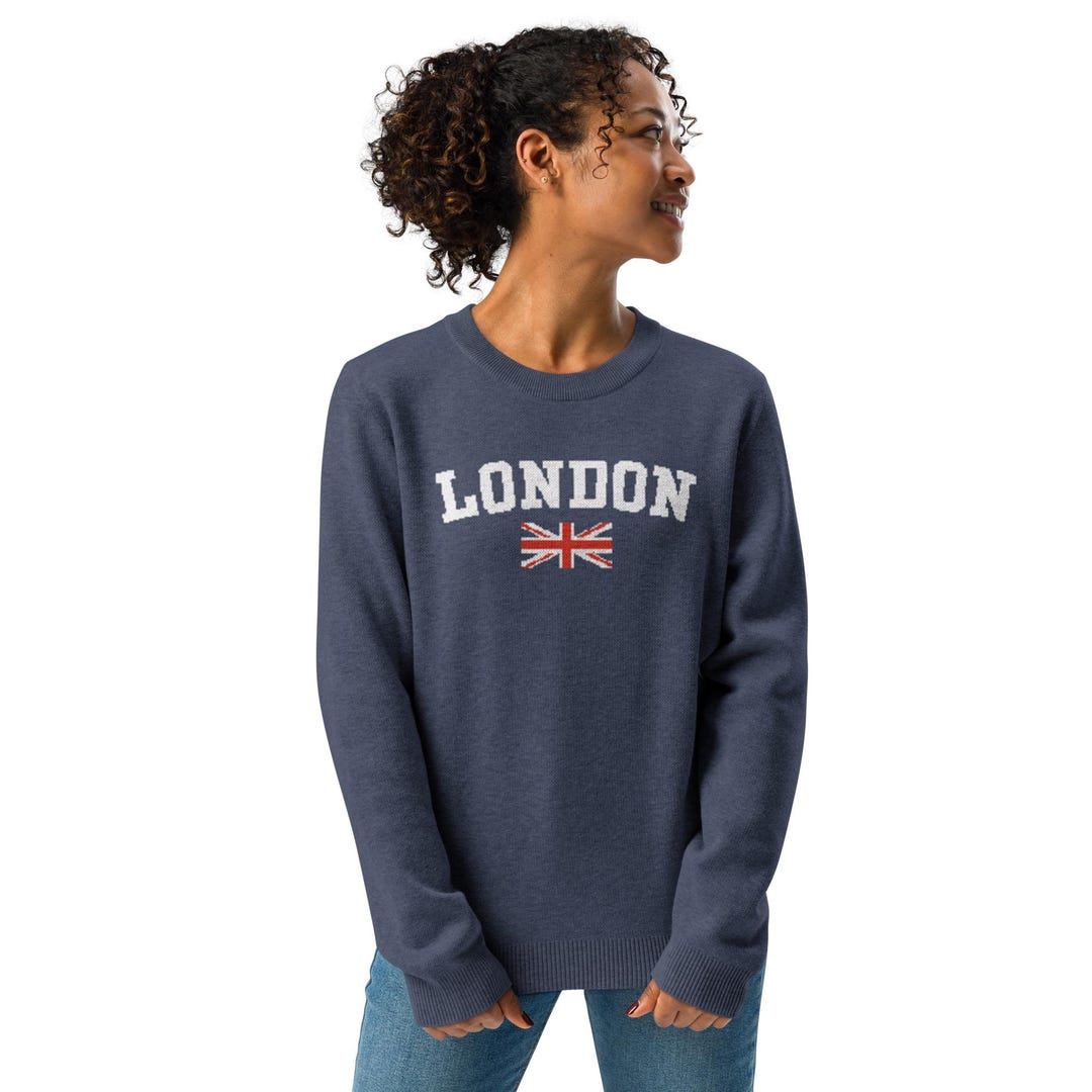 London Union Jack Flag Knitted Crew Neck Sweater, UK Souvenir, Travel ...