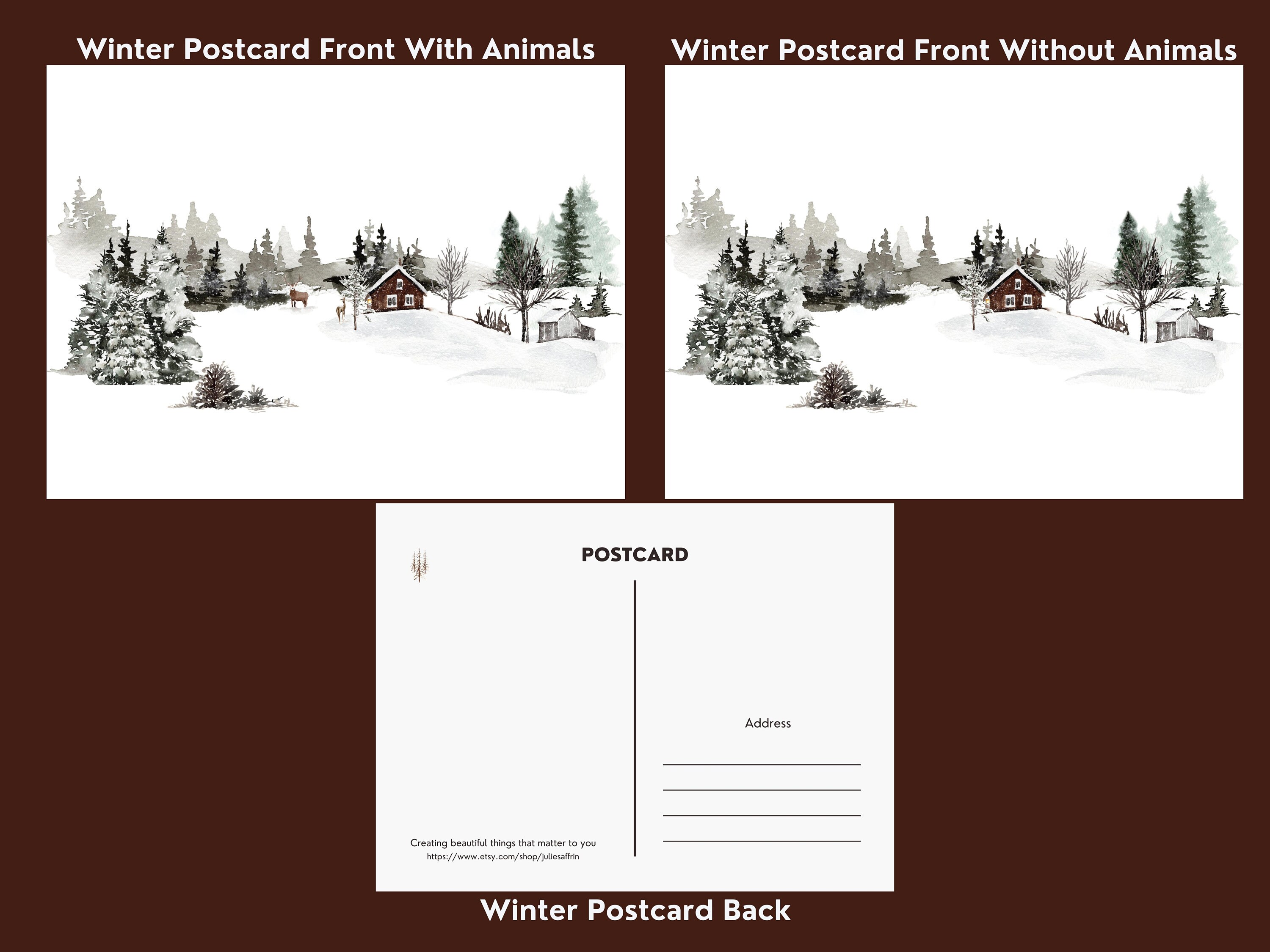 10 Winter Wonderland Postcards, Thinking of You, Christmas Greetings ...