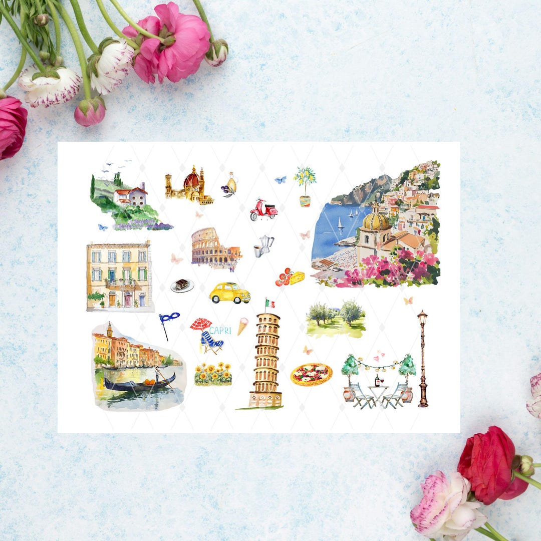 Italian All Occasion Card Italy Icons, Souvenir Greeting for Friends ...