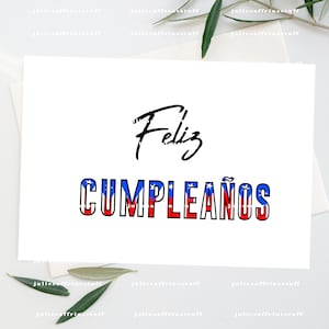 Puerto Rico Flag Feliz Cumpleanos Happy Birthday Card, Birthday Card ...
