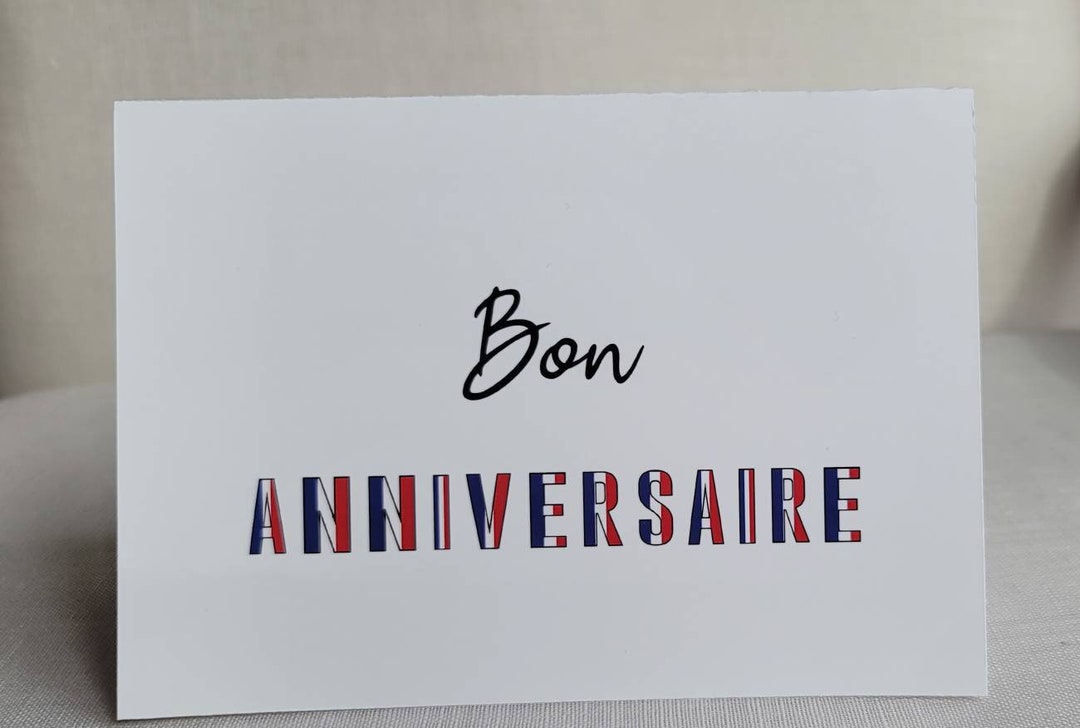 French Bon Anniversaire Happy Birthday Card With French Flag Colors - Etsy