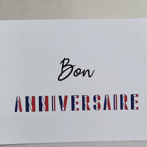 French Bon Anniversaire Happy Birthday Card With French Flag Colors - Etsy