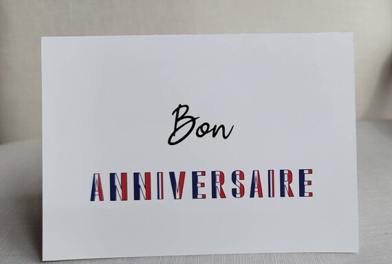 French Bon Anniversaire Happy Birthday Card With French Flag - Etsy Canada