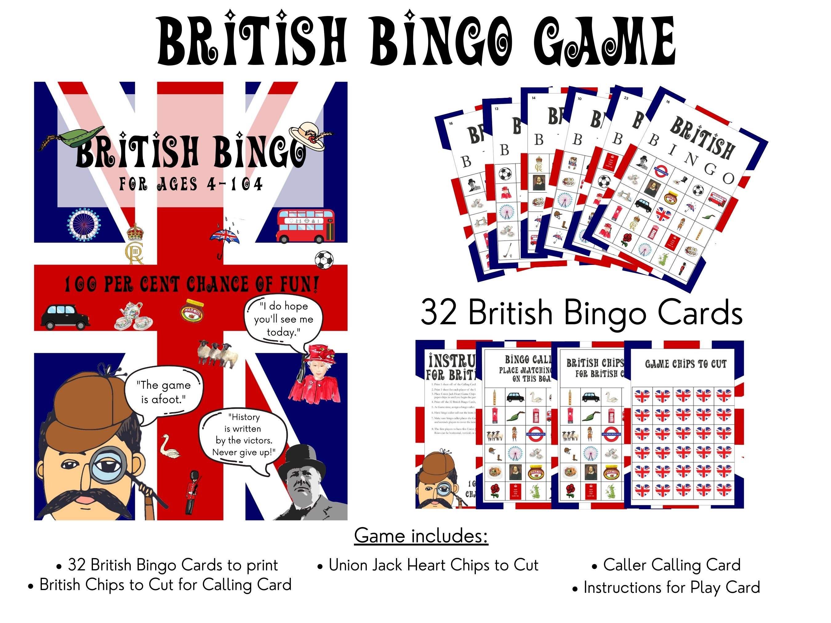 Digital British Bingo Game, UK British Games, Gifts for the Family ...