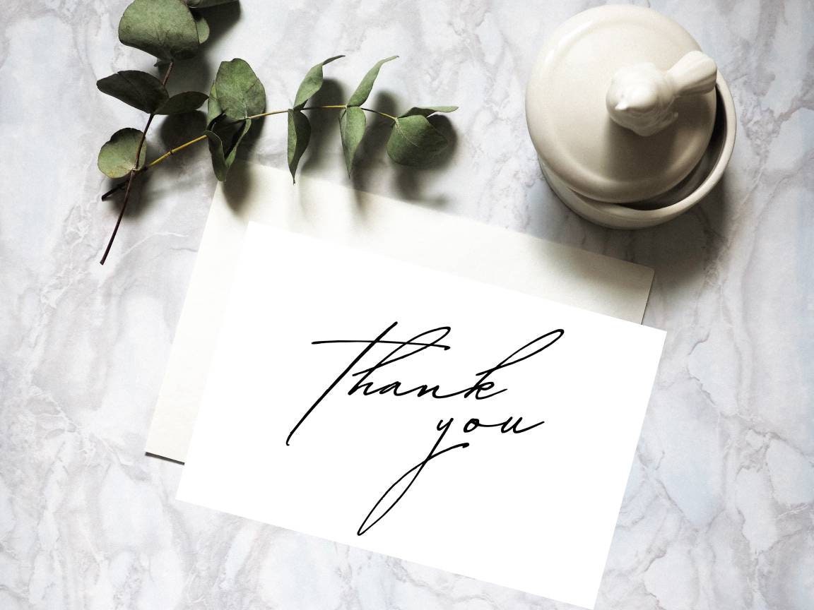 Thank You Note Cards in Beautiful Script, Note of Thanks to a Friend ...