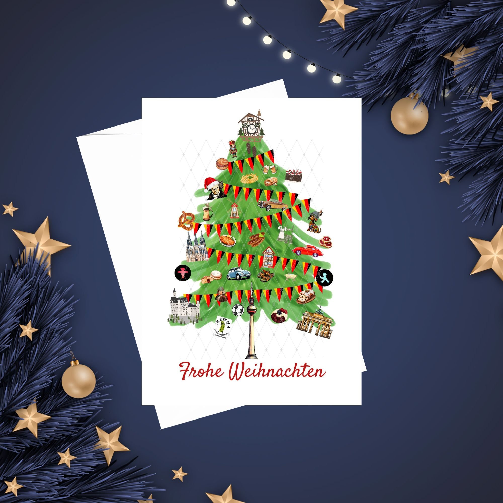 Whimsical German Christmas Card: Frohe Weihnachten - Etsy