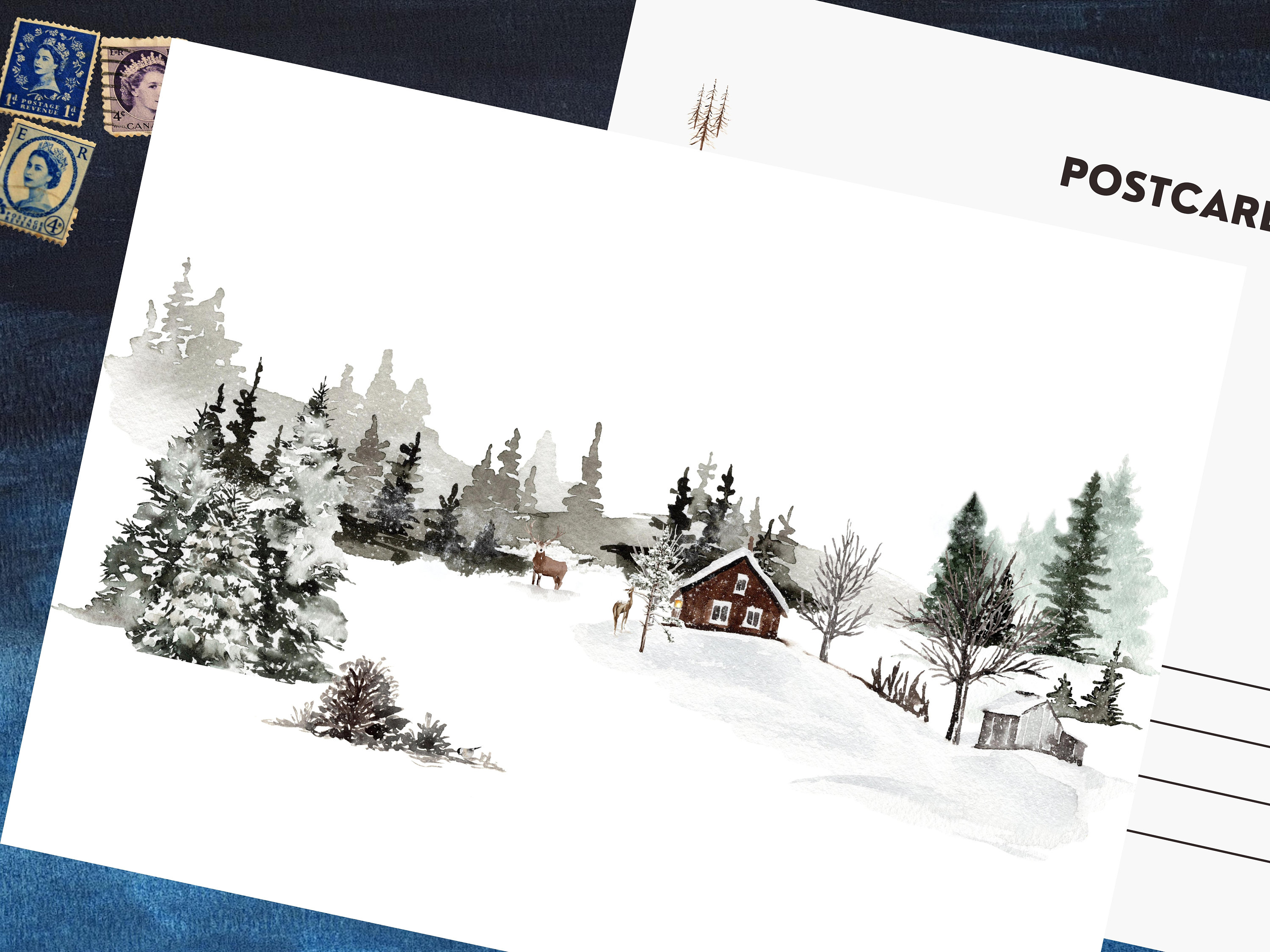 10 Winter Wonderland Postcards, Thinking of You, Christmas Greetings ...