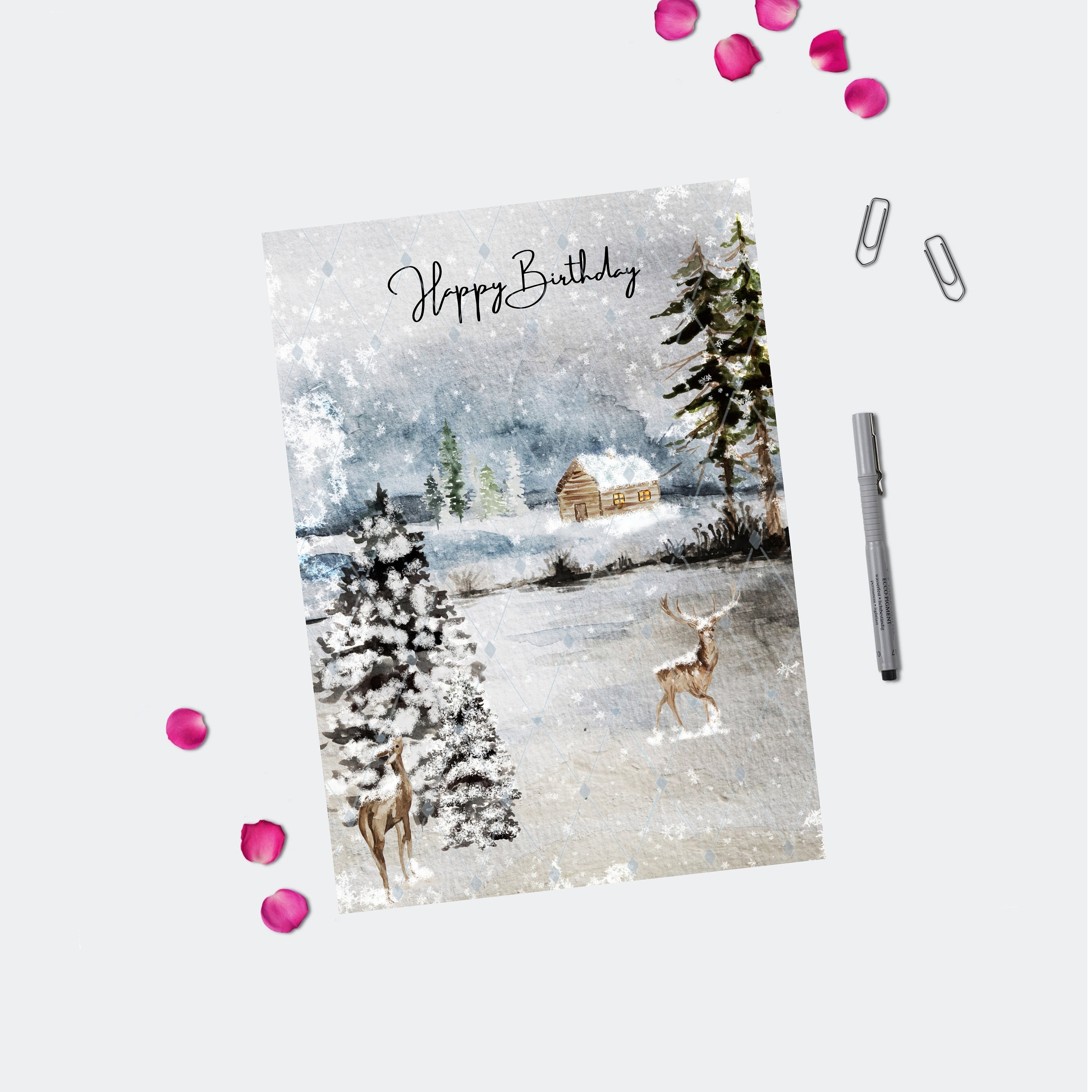 Winter Birthday Card, Birthday Card for Winter Birthday, Winter Happy ...