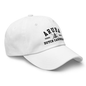 Aruba Baseball Cap: White Cotton Twill, Black Embroidered Letters - Etsy