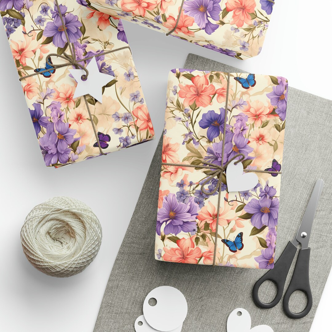 Floral Wildflower Wrapping Paper, Wedding Gift Wrap Bridal Shower Gift ...