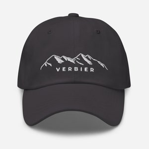 Verbier Switzerland Black Baseball Hat With White Mountain Silhouette ...