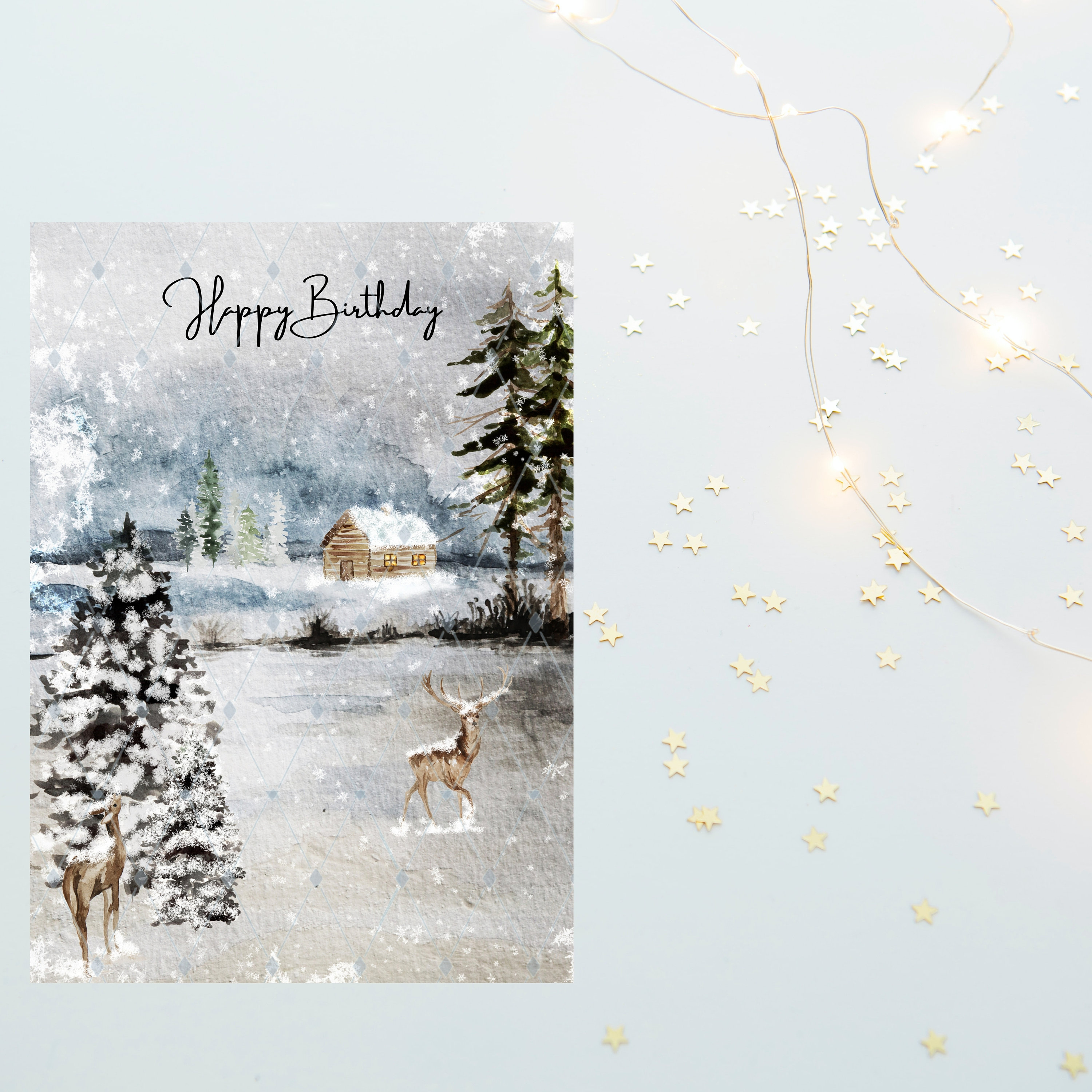 Winter Birthday Card, Birthday Card for Winter Birthday, Winter Happy ...