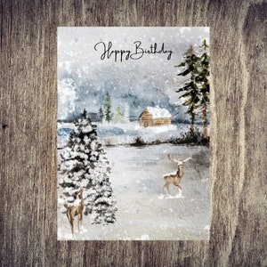 Winter Birthday Card, Birthday Card for Winter Birthday, Winter Happy ...