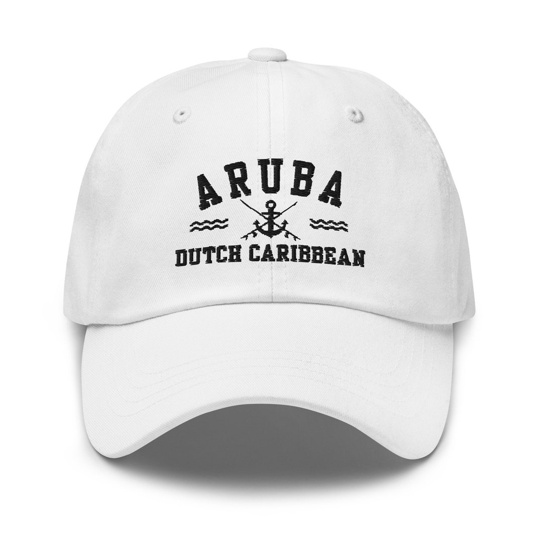 Aruba Baseball Cap: White Cotton Twill, Black Embroidered Letters - Etsy