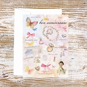 Bon Anniversaire French Happy Birthday Card, Coquette-style ...