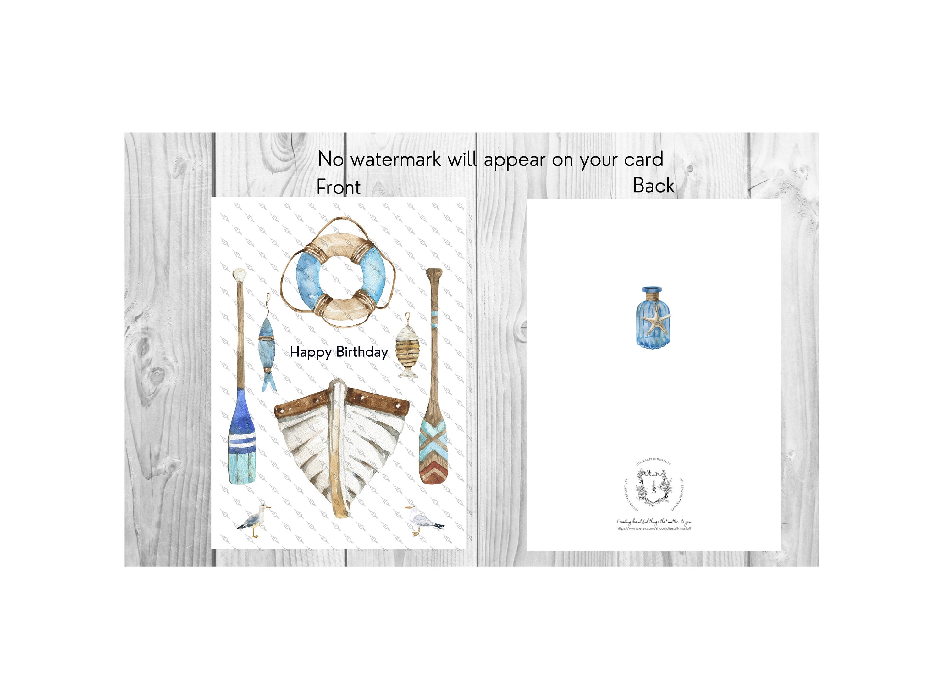 Nautical Beach Themed Birthday Card, Birthday Card for Him, Water-lover ...