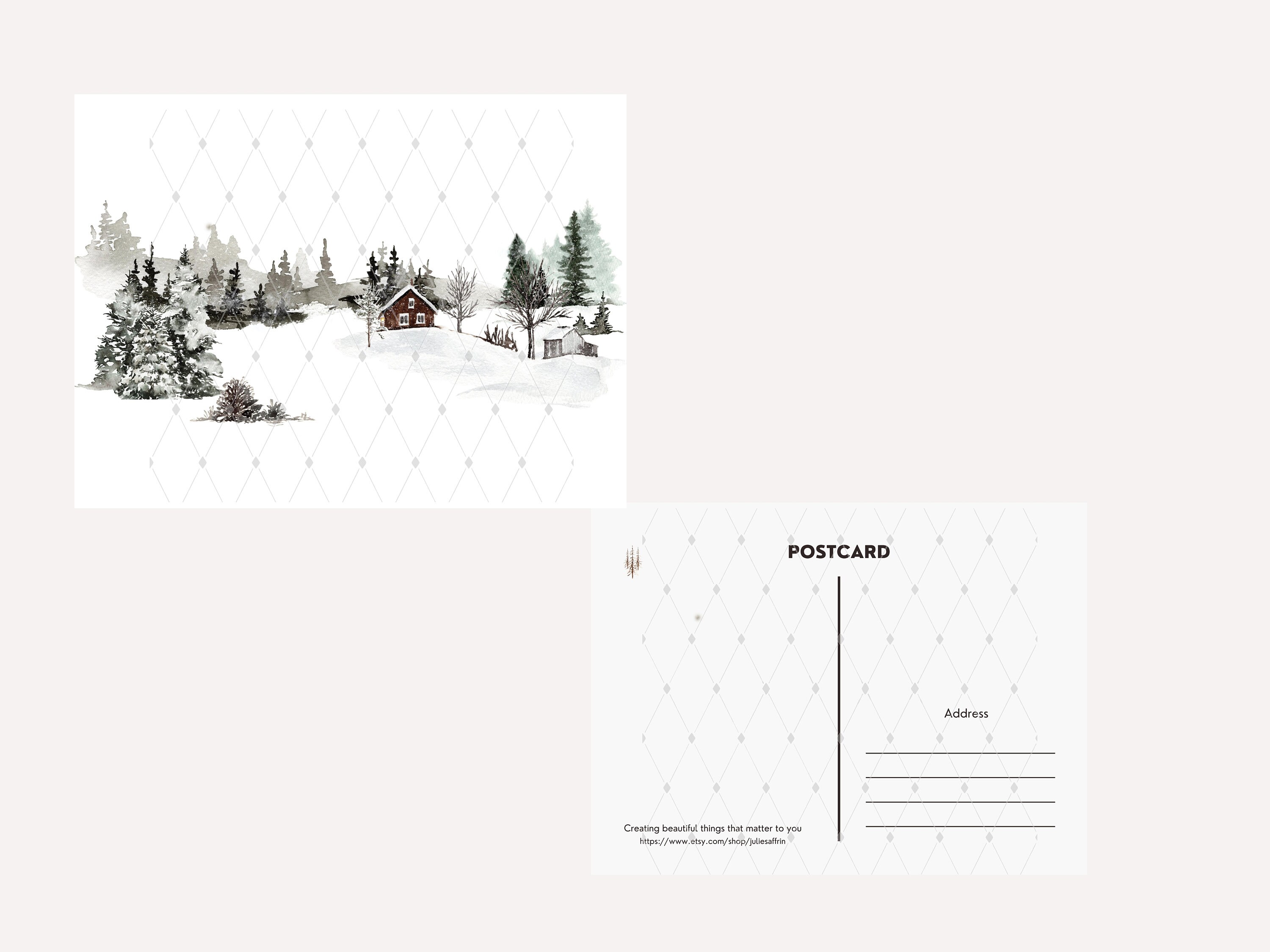 10 Winter Wonderland Postcards, Thinking of You, Christmas Greetings ...
