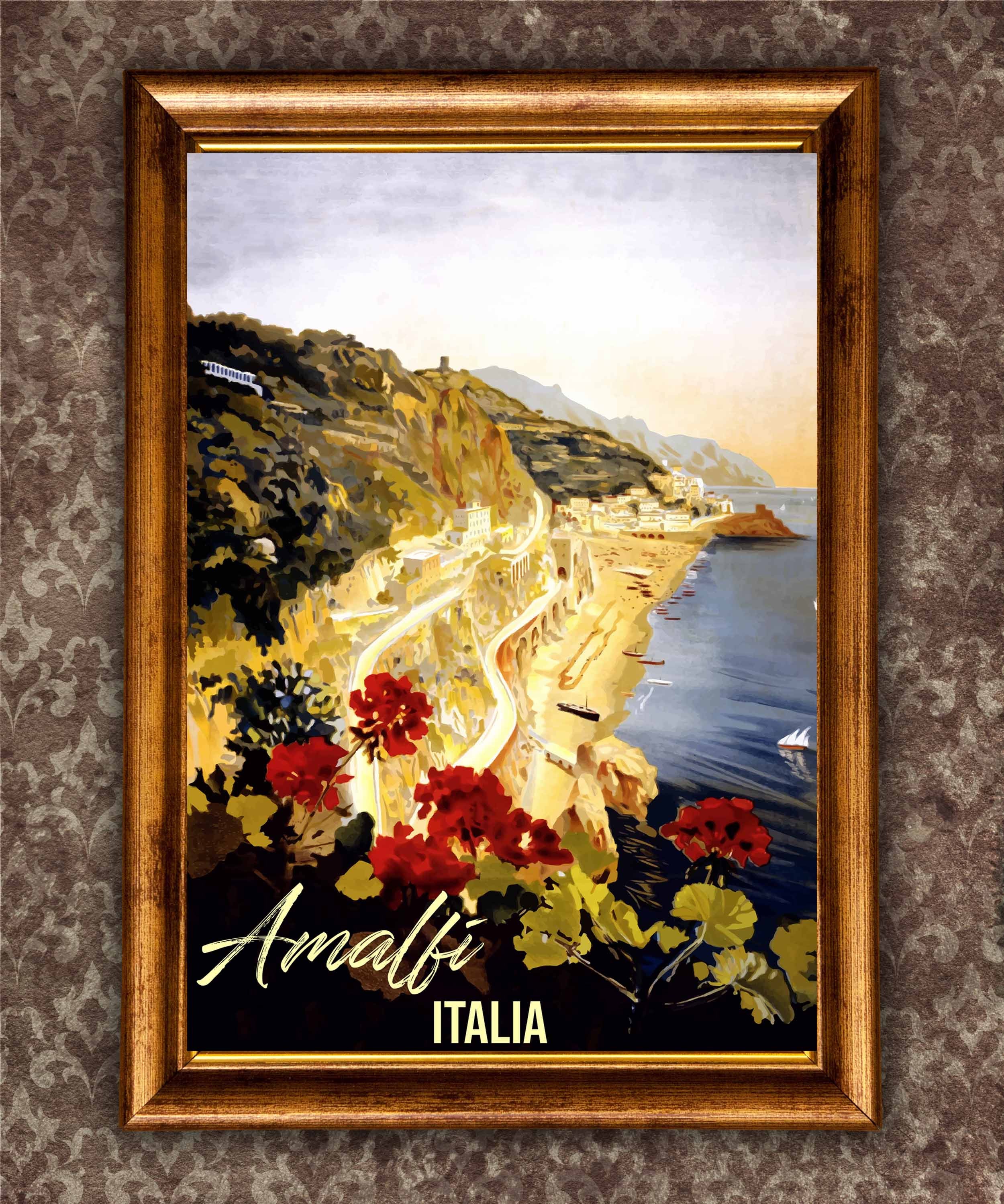 Amalfi Coast Travel Poster Italy Digital Wall Art Print Italy Wall Art - Etsy