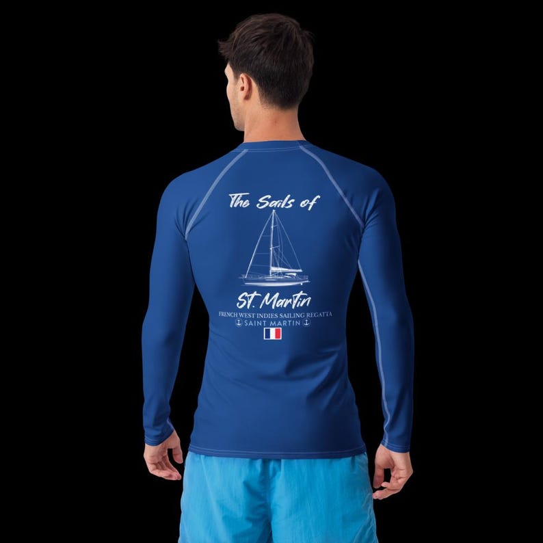 St. Martin Men's Rash Guard: UPF 50 Sailing Sun Protection - Etsy