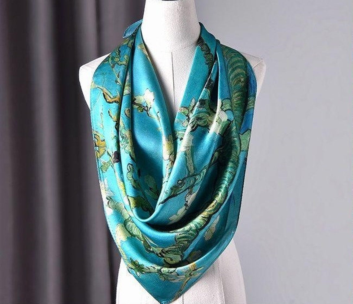 Grace Scarves 100% Silk Scarf Large Vincent Van Gogh Almond | Etsy