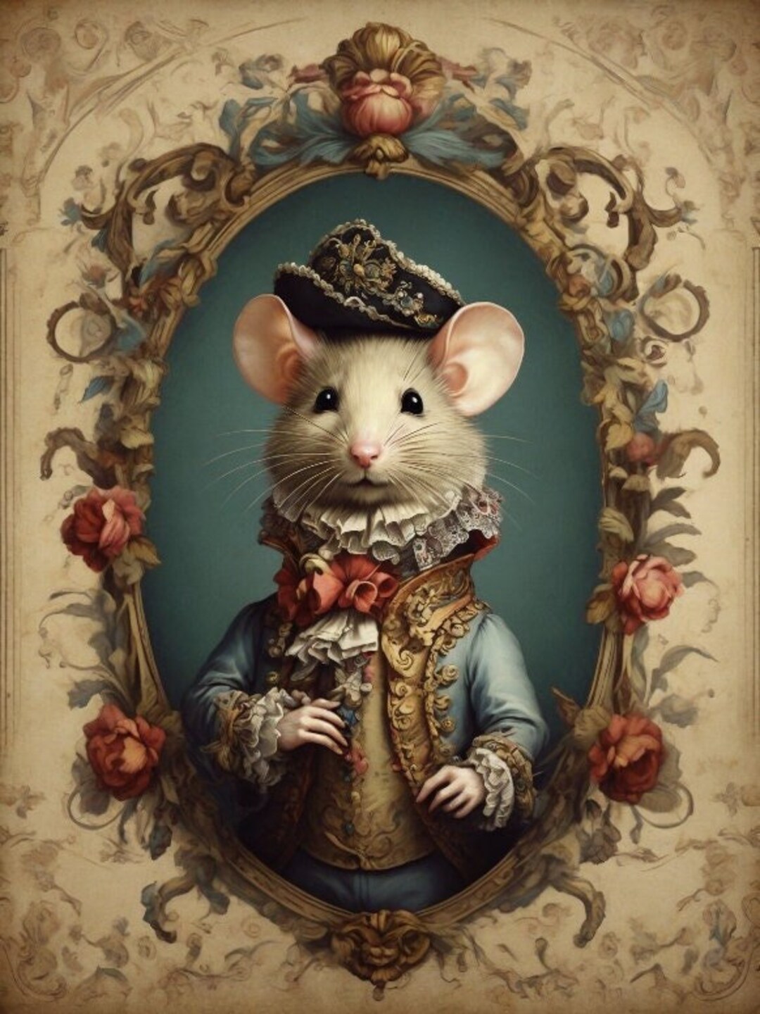 Baroque Mouse Portrait Instant Art Printable Wall Decor INSTANT DIGITAL ...