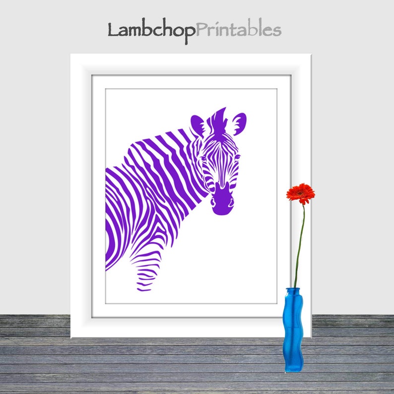 Zebra Set of 2 Wall Art, Purple Zebra, Printable Home Decor, Set of 2 ...