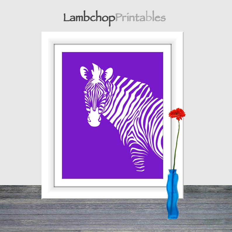 Zebra Set of 2 Wall Art, Purple Zebra, Printable Home Decor, Set of 2 ...