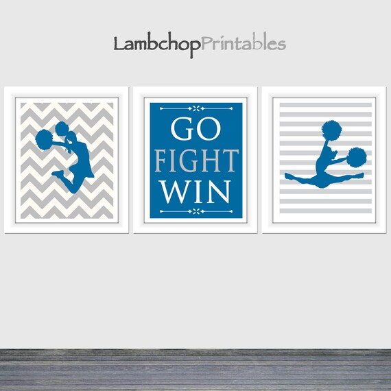 Go Fight Win Cheerleading Pom Set of 3 Bluegrey | Etsy