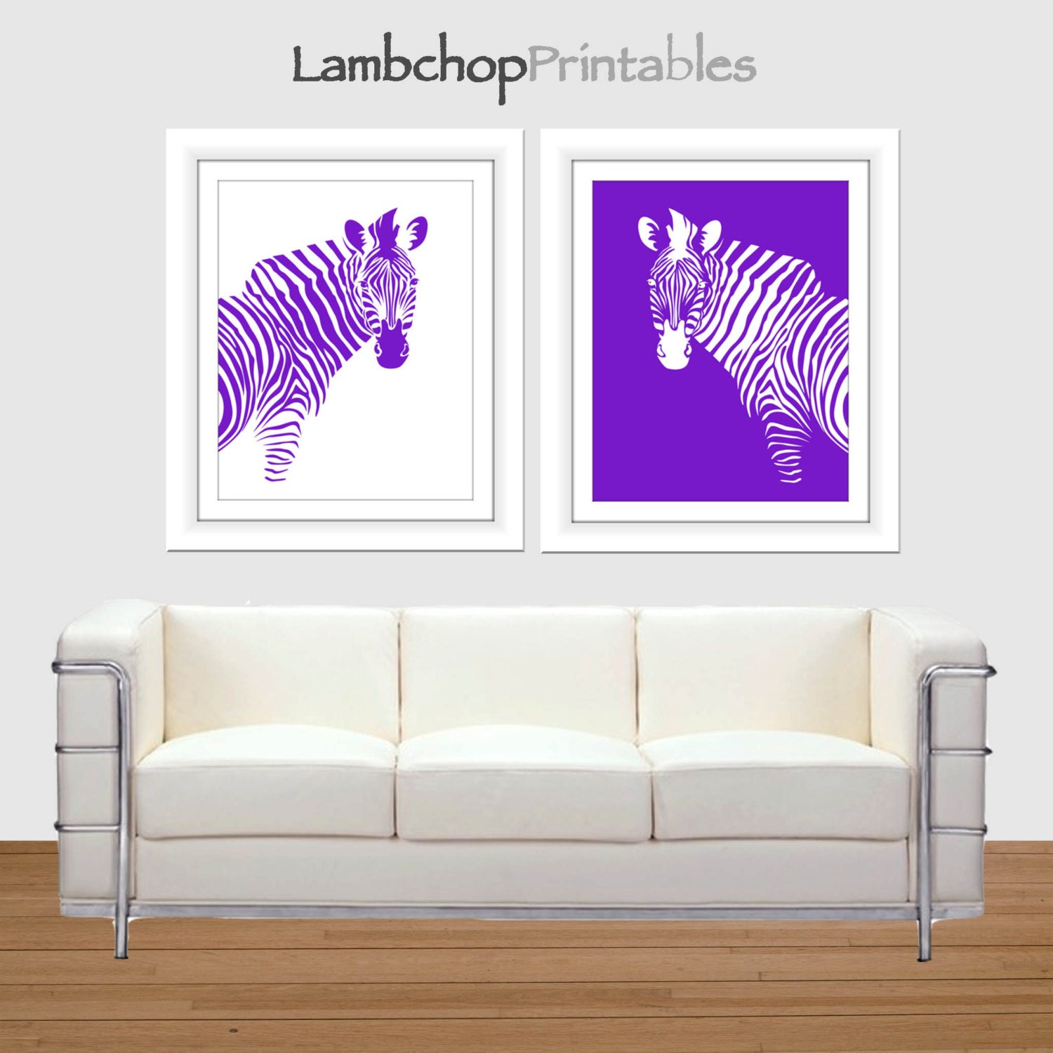 Zebra Set of 2 Wall Art, Purple Zebra, Printable Home Decor, Set of 2 ...