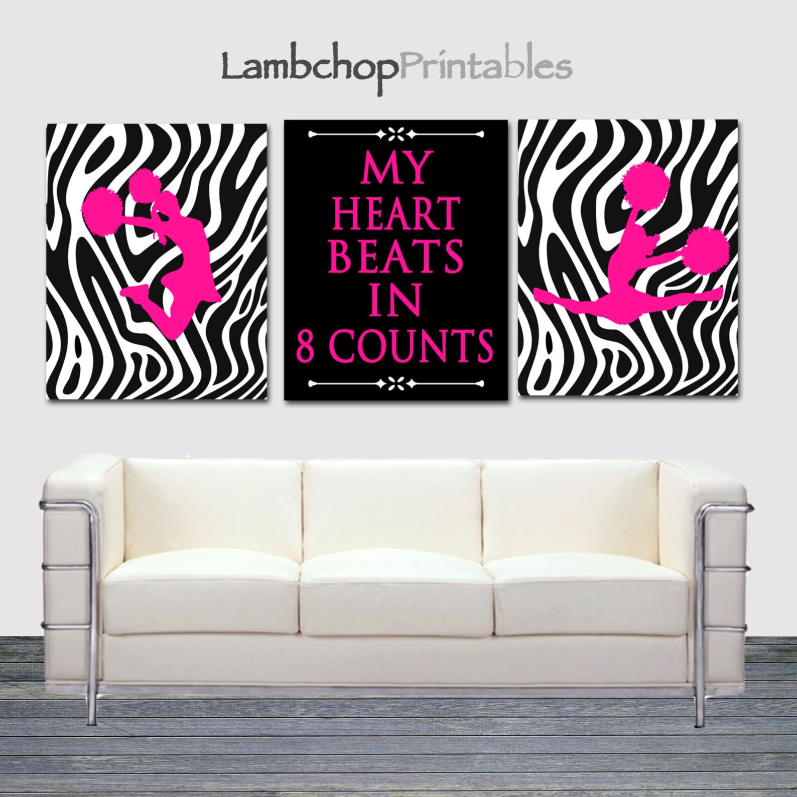 My Heart Beats in 8 Counts Cheerleading Set of 3 Hot Pink - Etsy