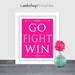 Go Fight Win, Cheerleading Set of 3, Hot Pink, Cheerleader Wall Art ...