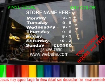 STORE HOURS CuStOm Window Decal Business Shop Storefront Vinyl | Etsy