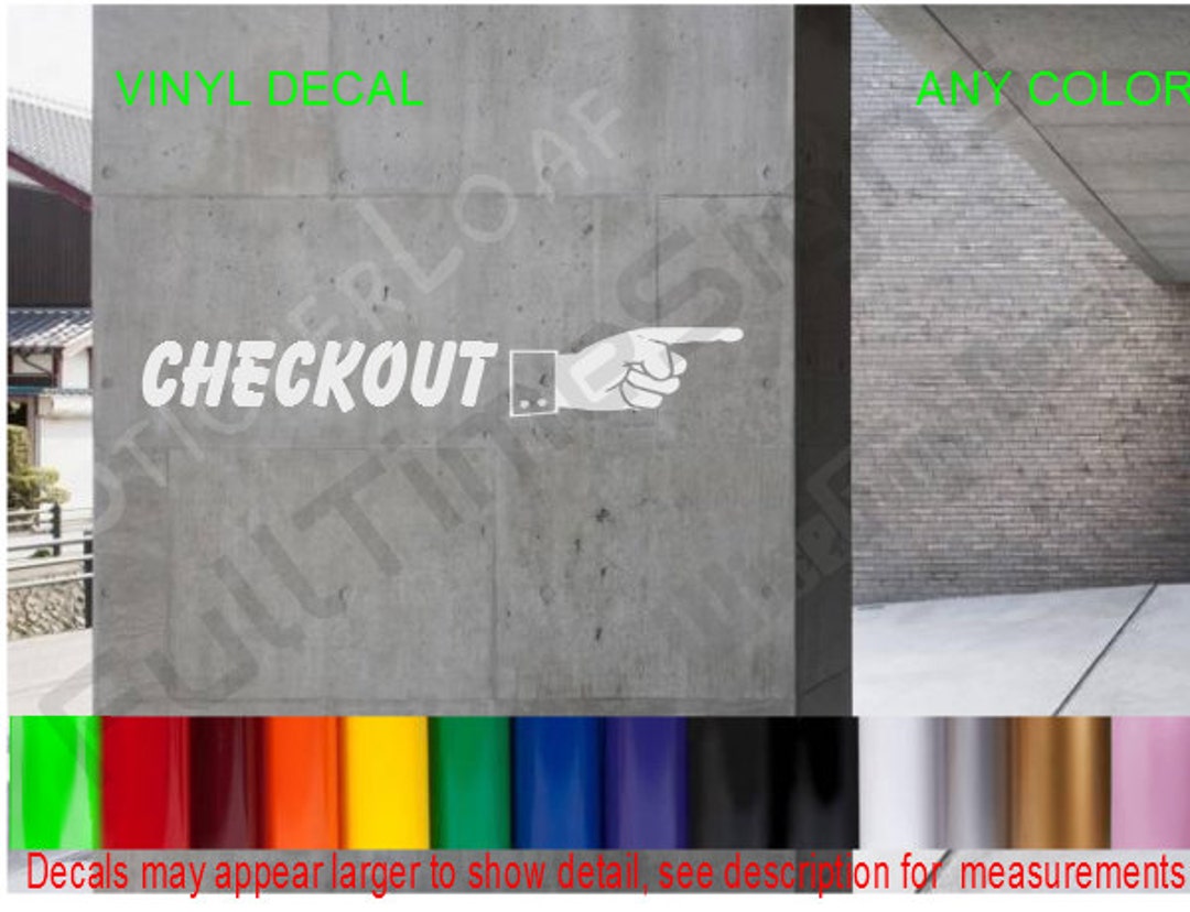 Checkout Finger Pointing Sign Window Decal Business Sticker Decals ...