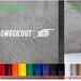 Checkout Finger Pointing Sign Window Decal Business Sticker Decals ...