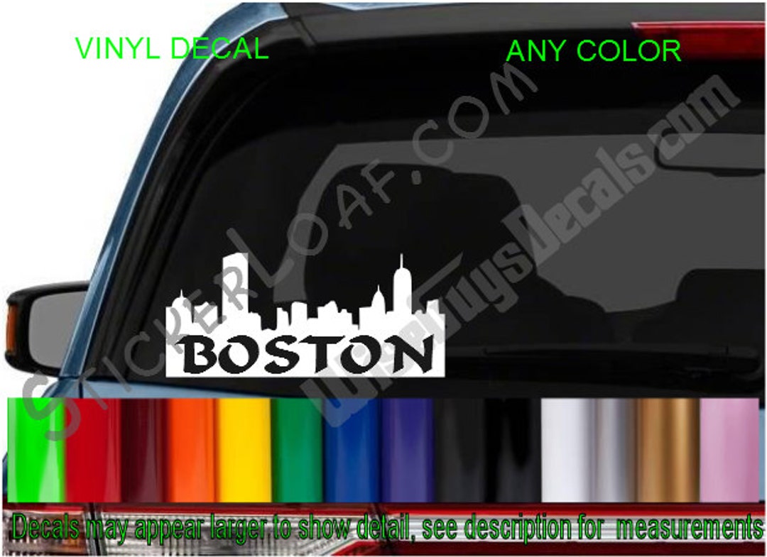 BOSTON City SKYLINE Car Decal Sillhouette Fenway Cityscape Skyscrapers ...