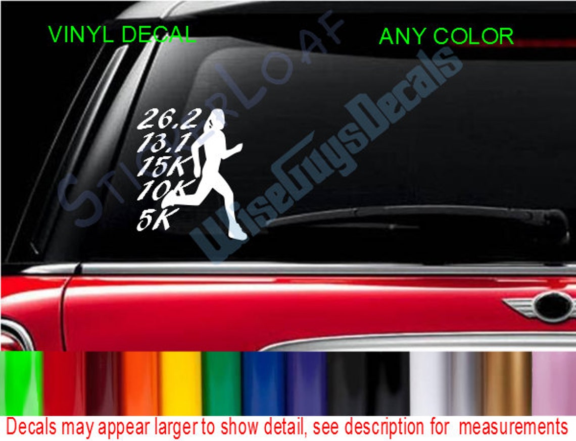 Runner Girl Races 5k 10k 15k 13.1 26.2 Marathon Race Decal - Etsy