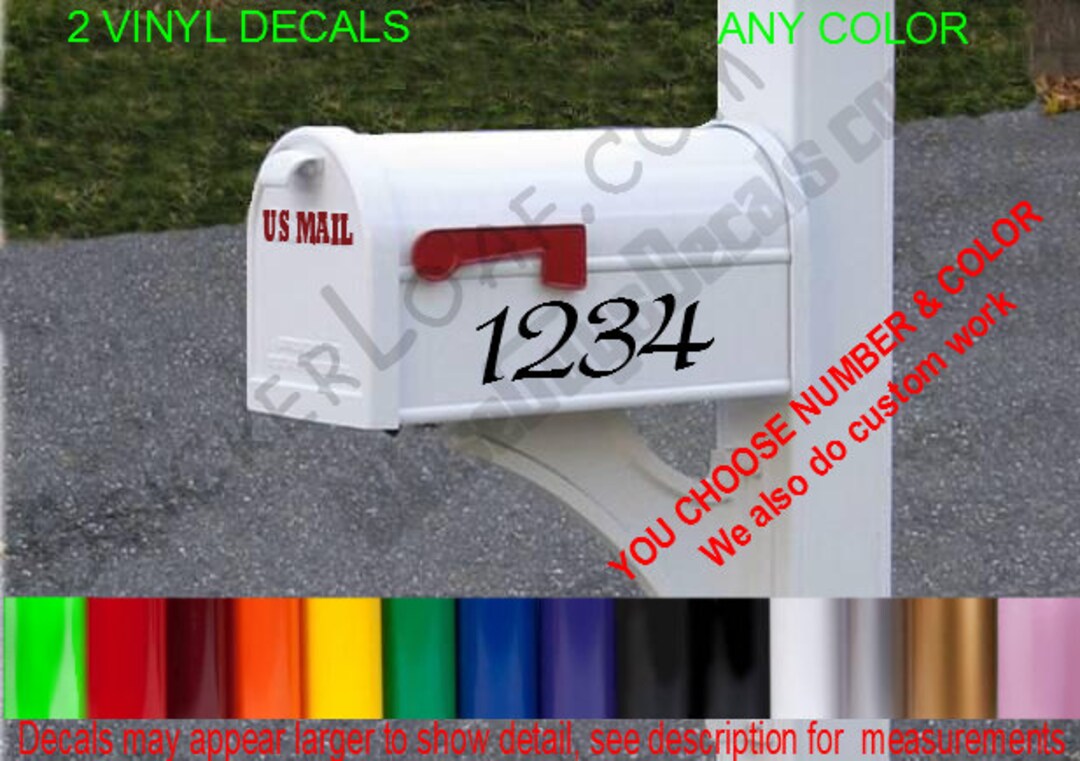 MAILBOX Street Number Decal Sticker Set Decals Mail Box USPS House ...
