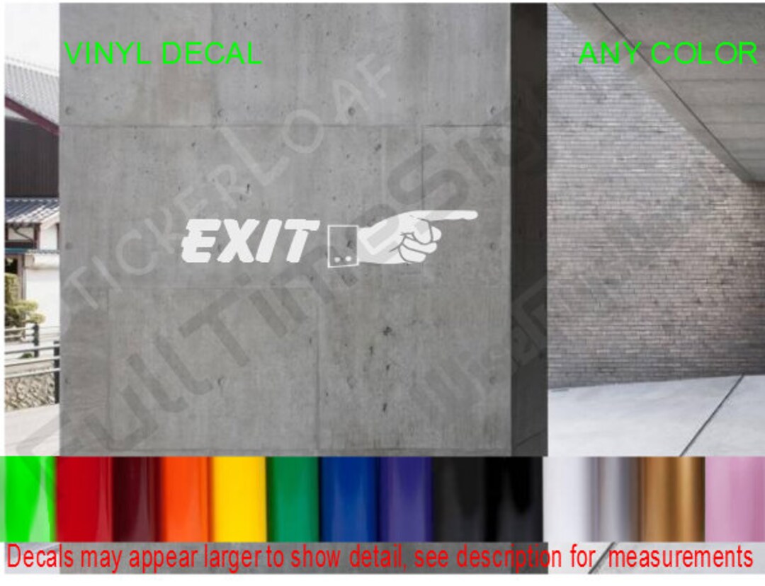 EXIT Finger Pointing Sign Window Decal Business Sticker Decals Stickers ...