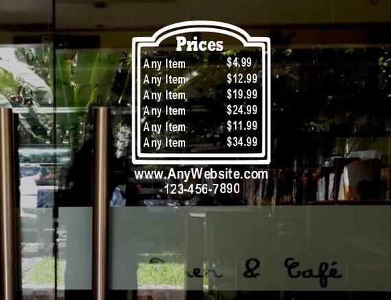 STORE HOURS Custom Window Decal Business Shop Storefront Door | Etsy