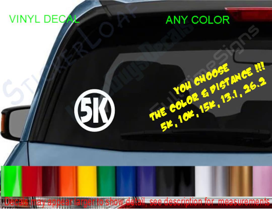 5k Running Decal Sticker Run Runner Half Marathon 5k 10k 13.1 26.2 Car ...