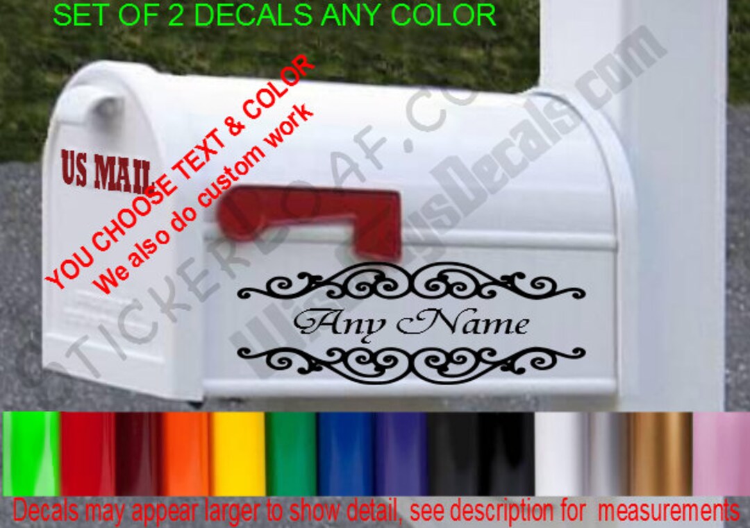 MAILBOX Street Name Number Decal Sticker Set Decals Mail Box USPS House ...