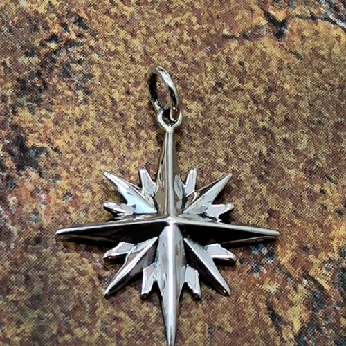 North Star Charm Sterling Silver North Star Charm With 16 - Etsy