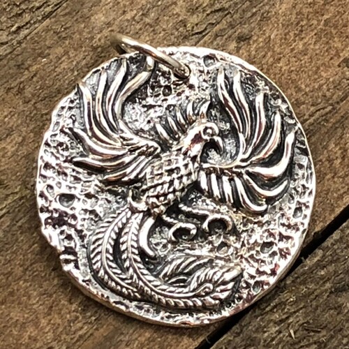 Ancient Coin Replica Pendant Phoenix Sterling Silver Charm - Etsy